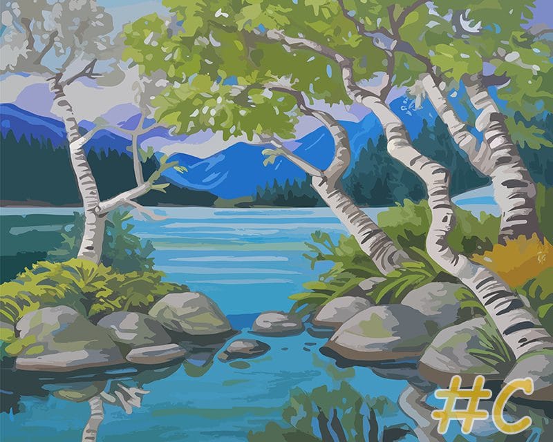 Birch Trees by the Water Needlepoint Canvas Set Online Needlepoint Shop ...